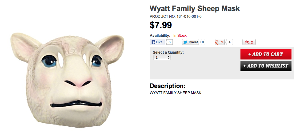 Wwe Sheep Mask